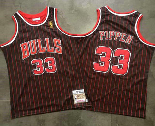 Men's Chicago Bulls #23 Michael Jordan 1996-97 Black Pinstripe Hardwood Classics Soul Swingman ...